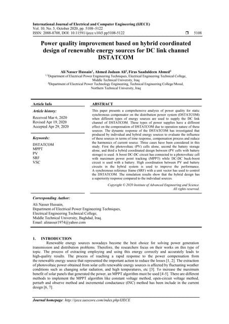 Inductively coupled distributed static compensator for power quality ...