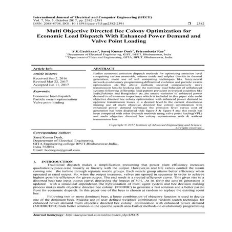 Multi Objective Directed Bee Colony Optimization for Economic Load ...