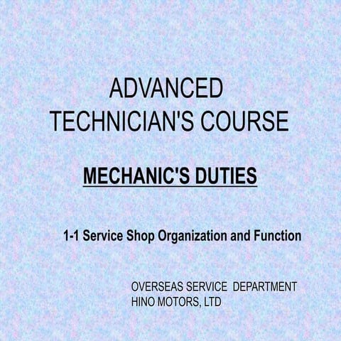 advanced technicians course MECHANIC'S DUTIES | PPT