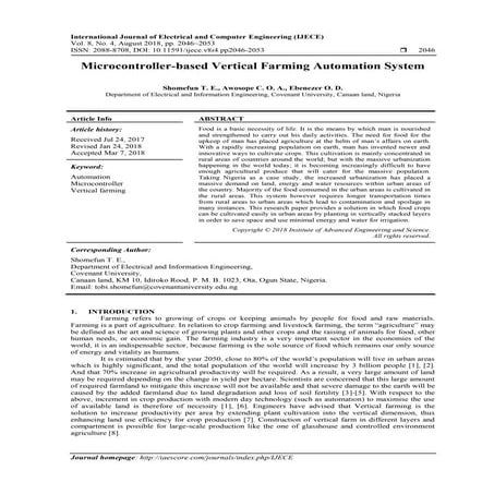 Microcontroller-based Vertical Farming Automation System | PDF