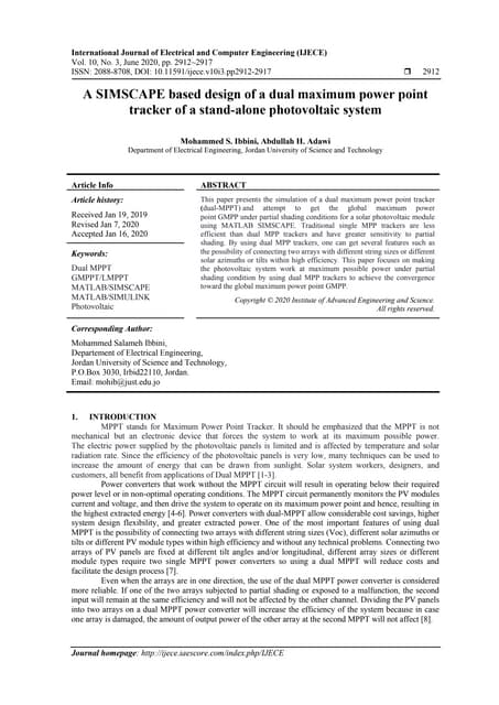 Irjet Design And Implementation Of Heuristic Based Mppt Algorithm Under Partial Shading