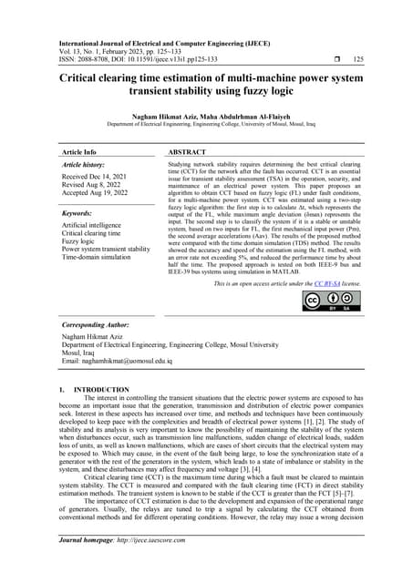 Critical Clearing Time Estimation Of Multi Machine Power System