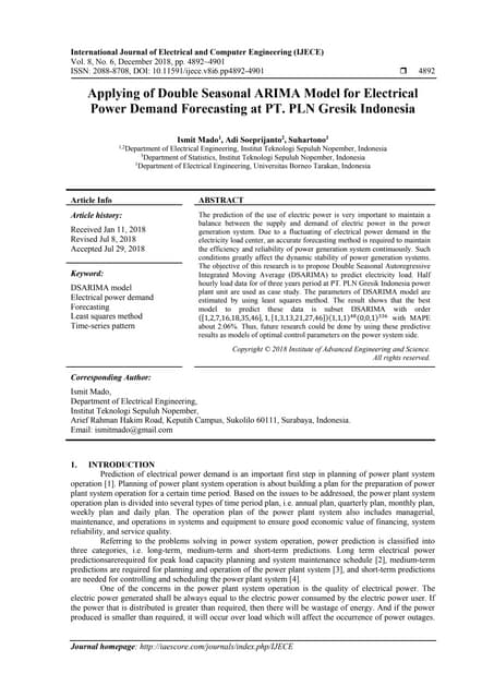 Applying Of Double Seasonal Arima Model For Electrical Power Demand