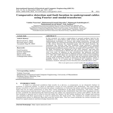Comparative Detection And Fault Location In Underground Cables Using