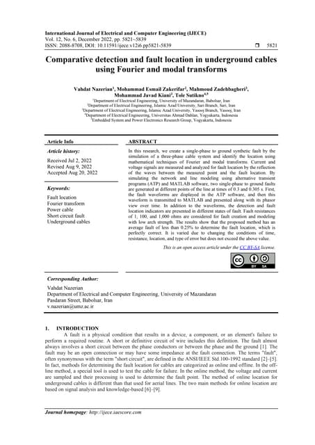 Comparative Detection And Fault Location In Underground Cables Using