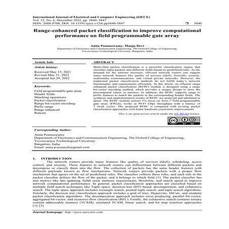 Range Enhanced Packet Classification To Improve Computational 