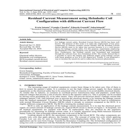 Residual Current Measurement using Helmholtz Coil Configuration with different Current Flow | PDF