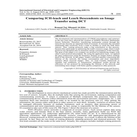 Comparing ICH-leach and Leach Descendents on Image Transfer using DCT | PDF | Internet of Things ...
