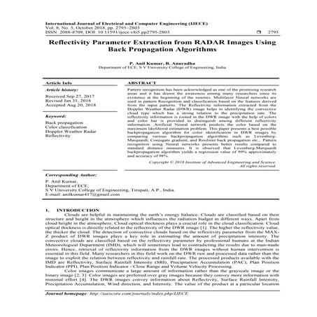 Reflectivity Parameter Extraction From Radar Images Using Back