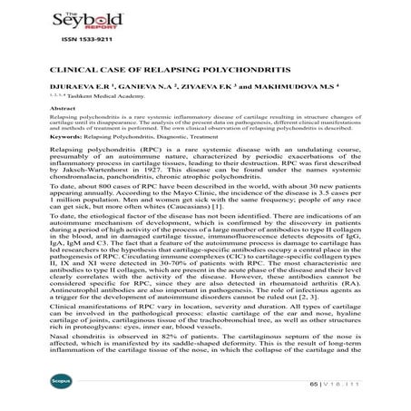 CLINICAL CASE OF RELAPSING POLYCHONDRITIS | PDF | Ear, Nose and Throat ...