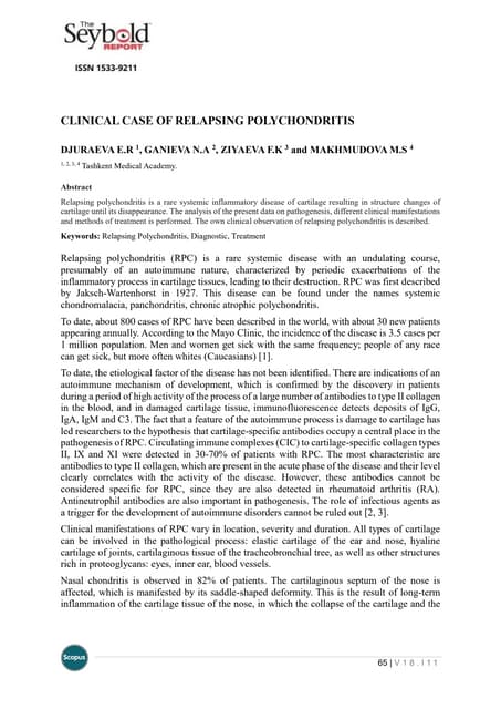 Relapsing Polychondritis Case: An Important Diagnosis Not to Be Delayed ...