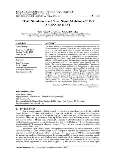 IRJET- Simulation of 10nm Double Gate MOSFET using Visual TCAD Tool | PDF