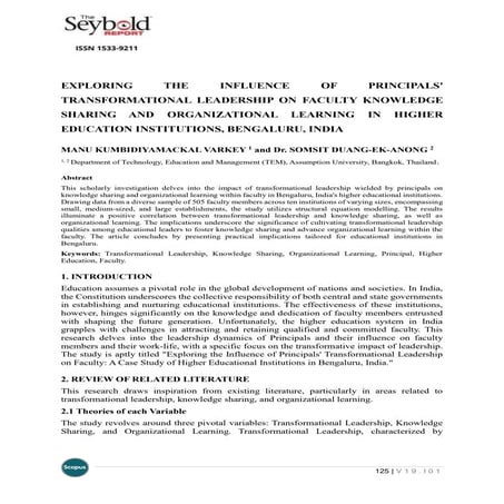 EXPLORING THE INFLUENCE OF PRINCIPALS' TRANSFORMATIONAL LEADERSHIP ON FACULTY KNOWLEDGE SHARING ...