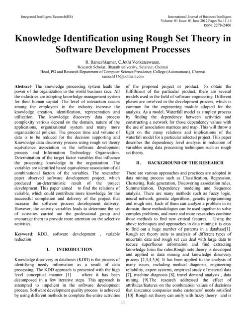 Knowledge Identification Using Rough Set Theory In Software Development