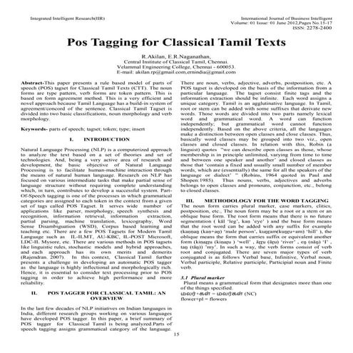 Pos Tagging for Classical Tamil Texts | PDF