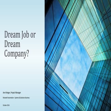 WE16 - Dream Job or Dream Company? | PPT