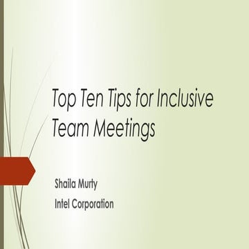 WE16 - Top Ten Tips for Inclusive Team Meetings | PPT
