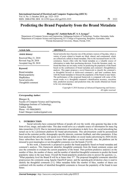 Predicting the Brand Popularity from the Brand Metadata | PDF Predicting the Brand Popularity from the Brand Metadata | PDF