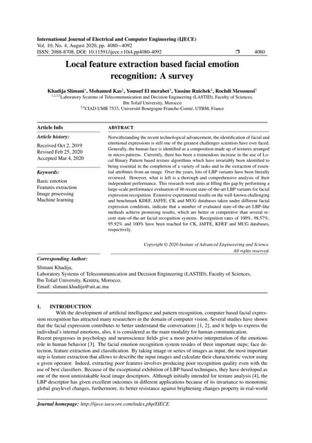 Local feature extraction based facial emotion recognition: A survey | PDF Local feature extraction based facial emotion recognition: A survey | PDF