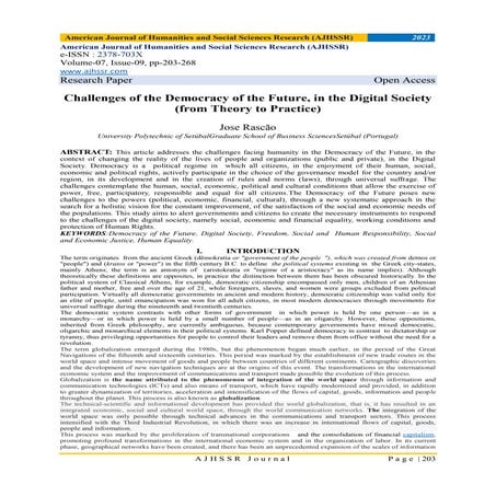 Challenges of the Democracy of the Future, in the Digital Society (from ...