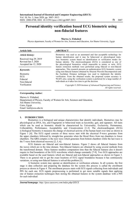 Deep Learning Based Biometric Authentication Using Electrocardiogram And Iris Pdf