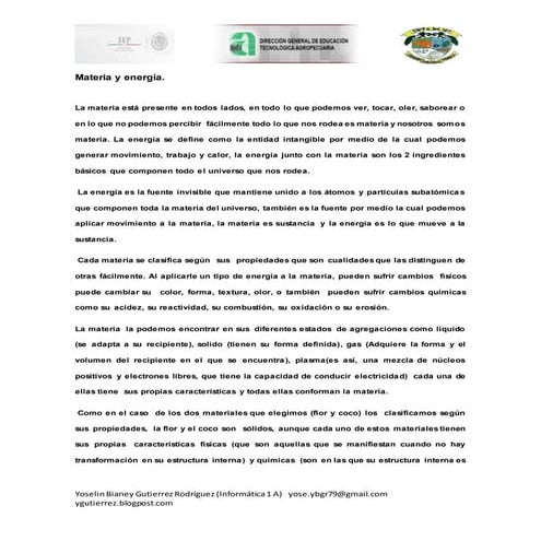 Materia y energia | DOCX