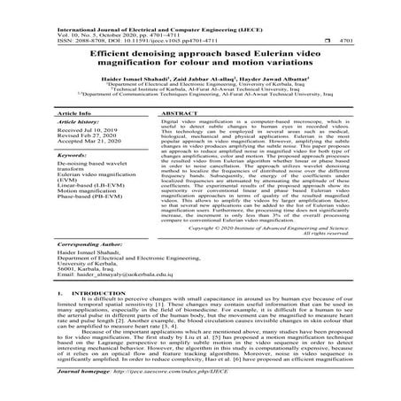 Efficient Denoising Approach Based Eulerian Video Magnification For