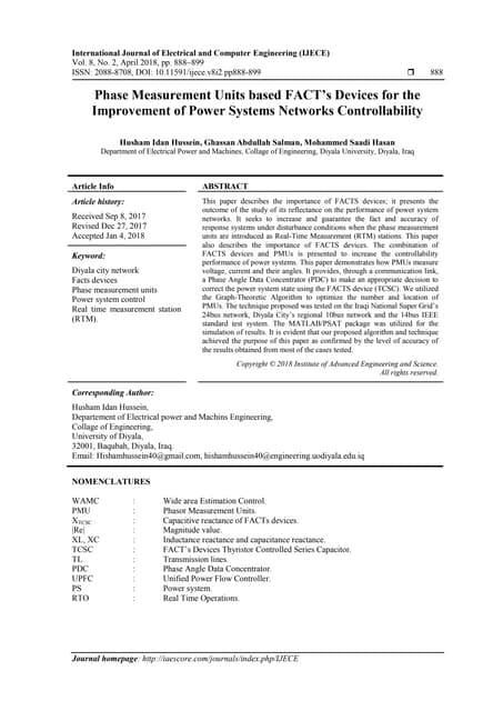 Phasor Measurement Unit (PMU) | PDF