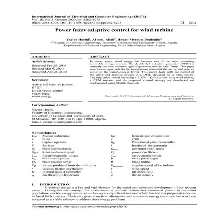 Maximum Power Point Tracking Of Wind Turbine Conversion Chain Variable Speed Based On Dfig 