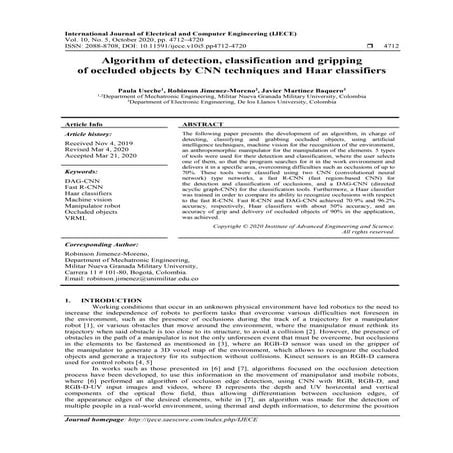 Algorithm Of Detection Classification And Gripping Of Occluded Objects By Cnn Techniques And