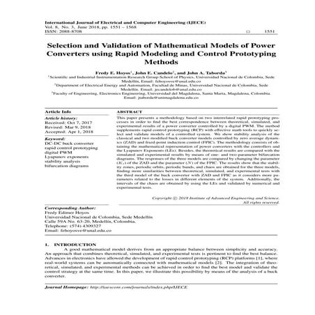 Selection and Validation of Mathematical Models of Power Converters using Rapid Modeling and ...
