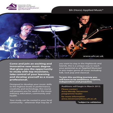 University of the Highlands and Islands BA (Hons) Applied Music | PDF | Music | Entertainment