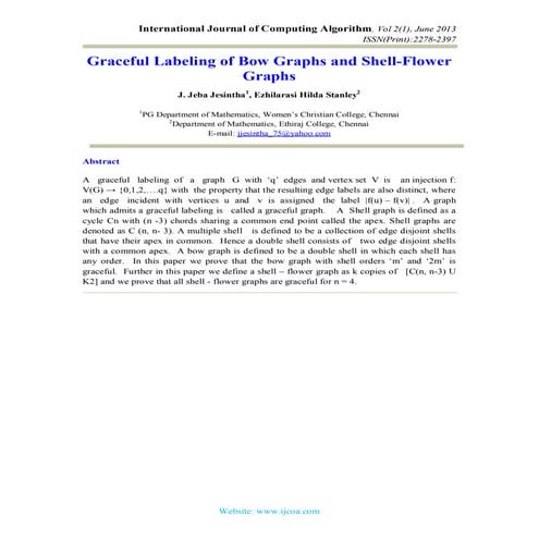 Graceful Labeling of Bow Graphs and Shell-Flower Graphs | PDF