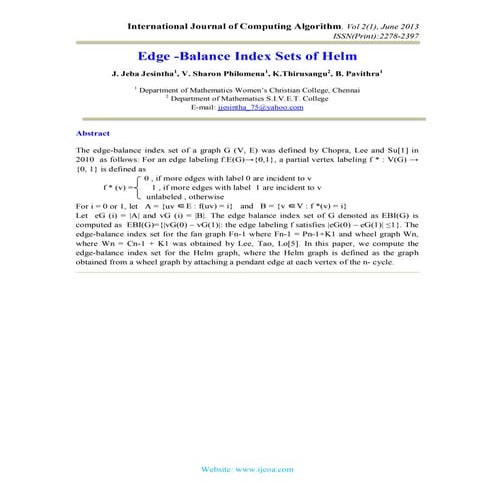 Edge -Balance Index Sets of Helm | PDF