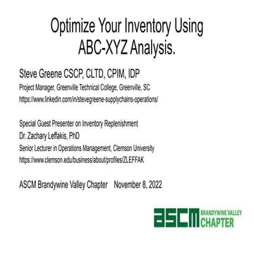Inventory Optimization Using ABC-XYZ Analysis | PPTX