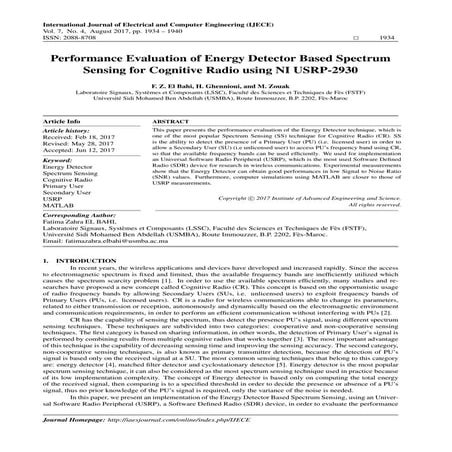 Performance Evaluation Of Energy Detector Based Spectrum Sensing For Cognitive Radio Using Ni 4526