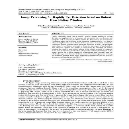 Image Processing for Rapidly Eye Detection based on Robust Haar Sliding Window | PDF