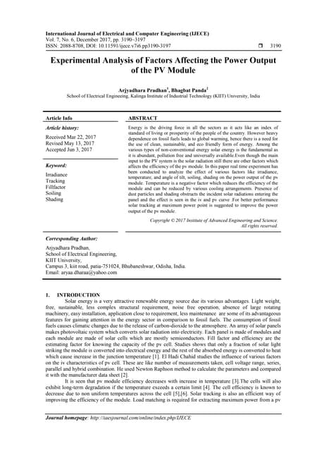 Enhancing the Efficiency of Solar Panel Using Cooling Systems | PDF