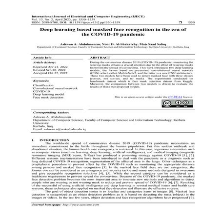 Deep learning based masked face recognition in the era of the COVID-19 ...