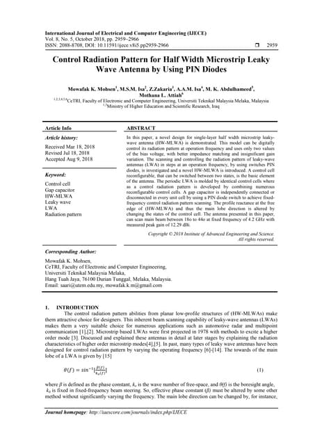 Phase delay through slot-line beam switching microstrip patch array antenna design for sub-6 GHz ...