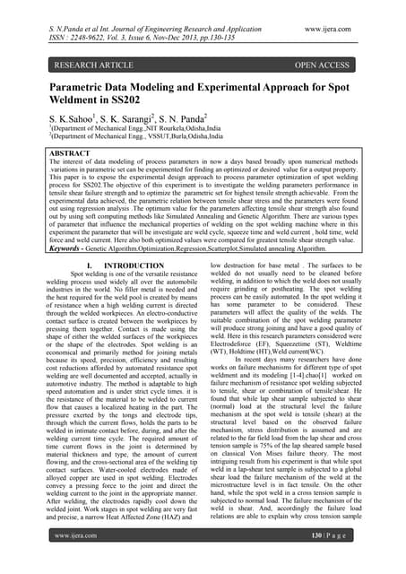 Spot welding basic parameters setting - basic calculations / equations | PDF