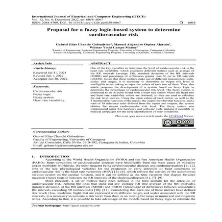 Proposal For A Fuzzy Logic Based System To Determine Cardiovascular Risk Pdf