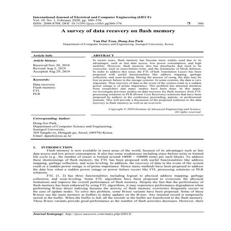 A survey of data recovery on flash memory | PDF