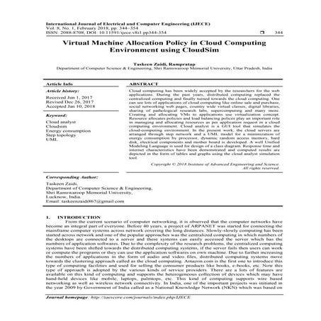 Virtual Machine Allocation Policy In Cloud Computing Environment Using Cloudsim Pdf 7833