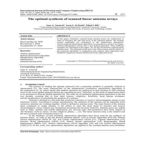 The Optimal Synthesis Of Scanned Linear Antenna Arrays Pdf