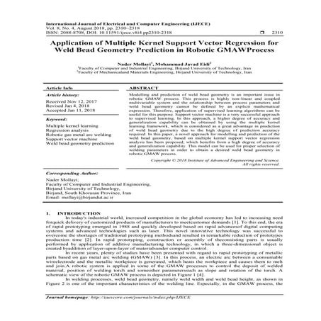 Application of Multiple Kernel Support Vector Regression for Weld Bead Geometry Prediction in ...