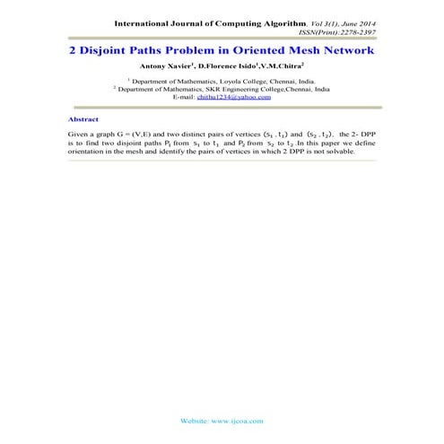 2 Disjoint Paths Problem in Oriented Mesh Network | PDF