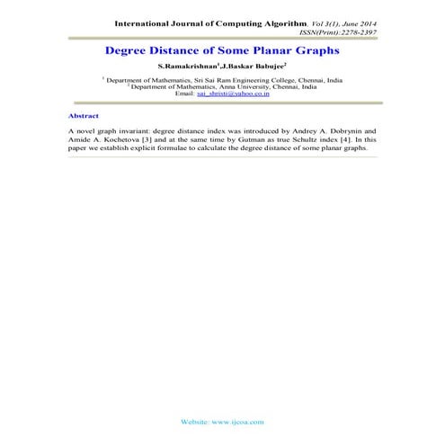 Degree Distance of Some Planar Graphs | PDF