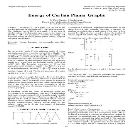 Energy of Certain Planar Graphs | PDF