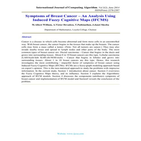 Symptoms Of Breast Cancer An Analysis Using Induced Fuzzy Cognitive